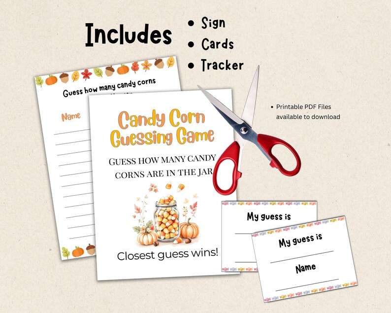 Candy Corn Guessing Game Sign for Thanksgiving Candy Guess How Many ...