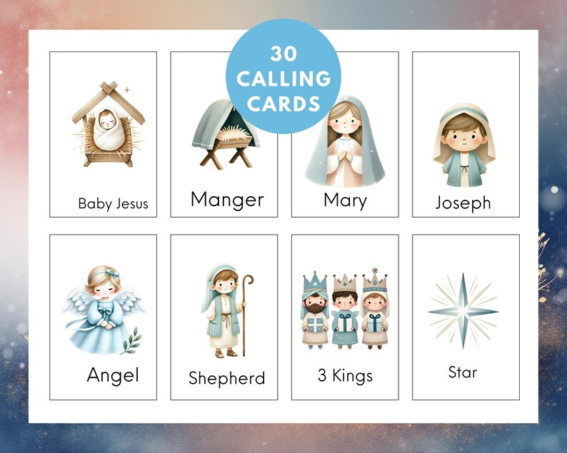 Nativity Bingo Game Printable, Christian Christmas Bingo Cards Church ...