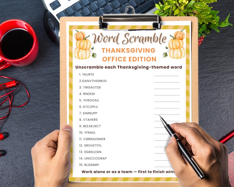 Thanksgiving Office Game Printable, Staff Meeting Game Word Scramble ...