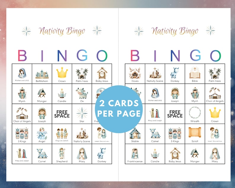 Nativity Bingo Game Printable, Christian Christmas Bingo Cards Church ...