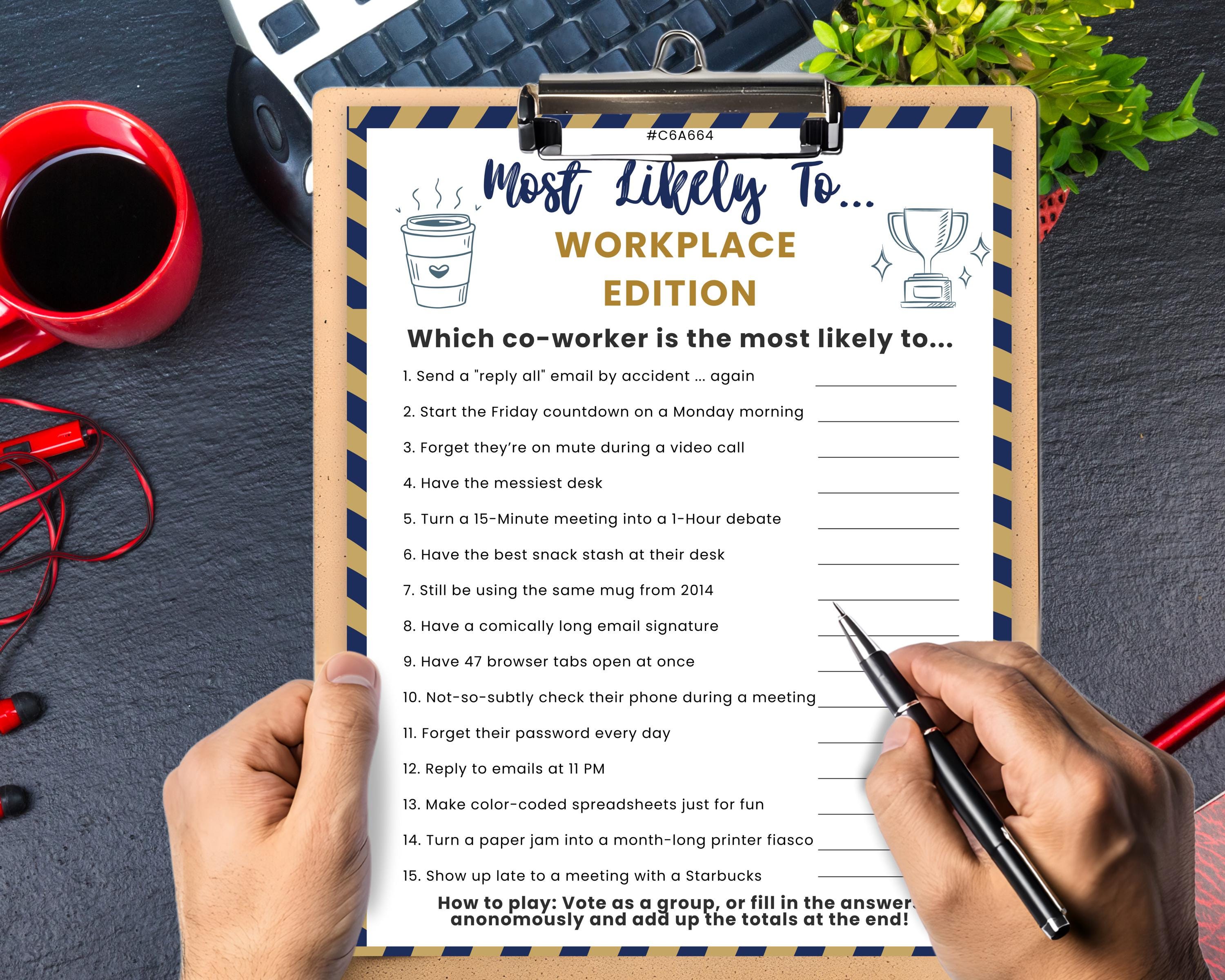 Office Team Building Game, Staff Meeting Game, Office Party Game, Most ...