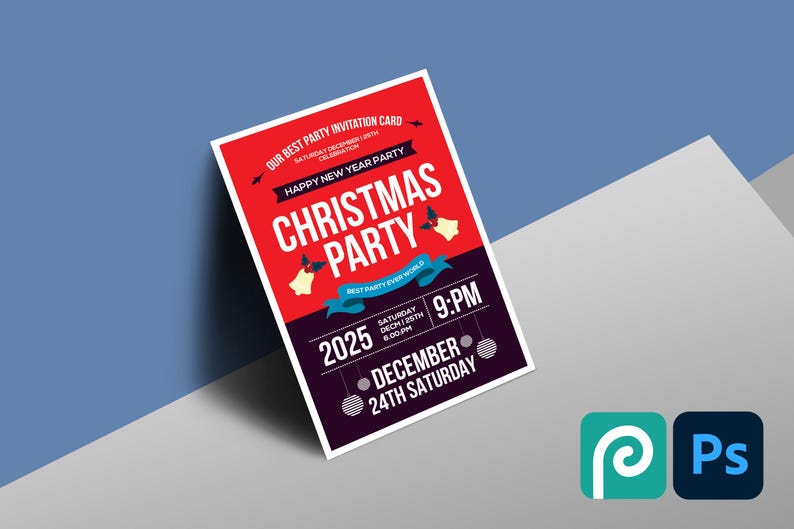 Editable Christmas Party Flyer Template | Printable Holiday Event Flyer ...