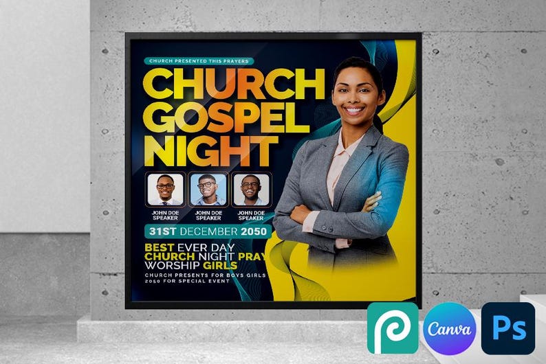 Church Flyer Template | Editable Canva Design | Sunday Service Flyer ...