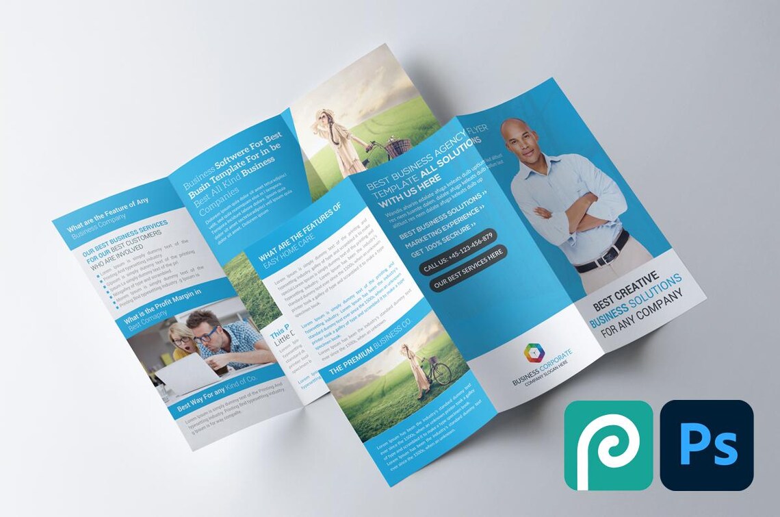 Editable Tri-fold Brochure Template: Corporate Business Marketing (PDF ...