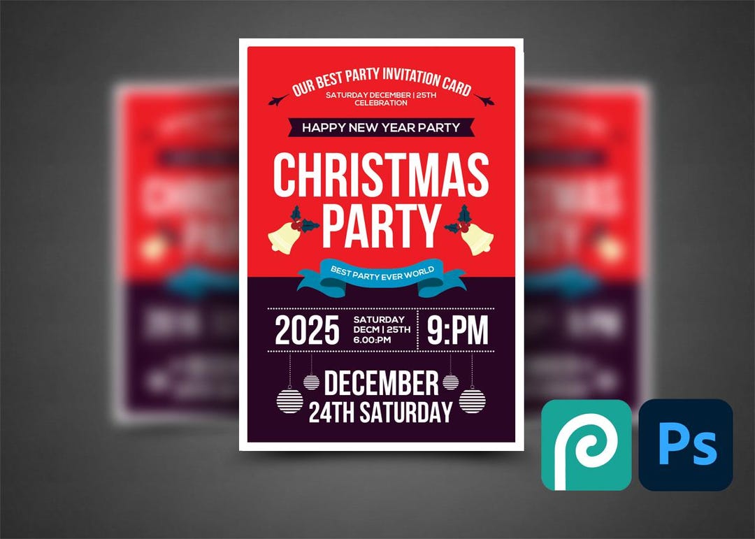 Editable Christmas Party Flyer Template | Printable Holiday Event Flyer ...