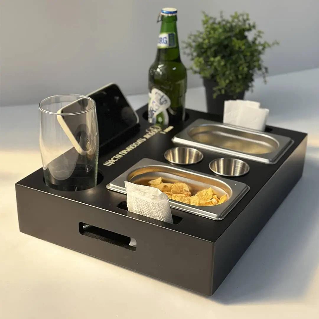 Engraved Beer Box – Wooden Beer Tray With Snack Compartments ...
