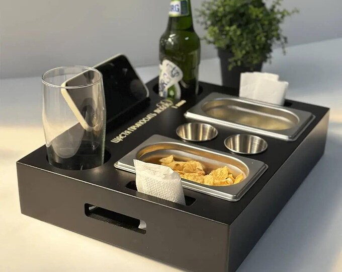 Couchbar Beer, Engraved Beer Box – Wooden Beer Tray With Snack ...