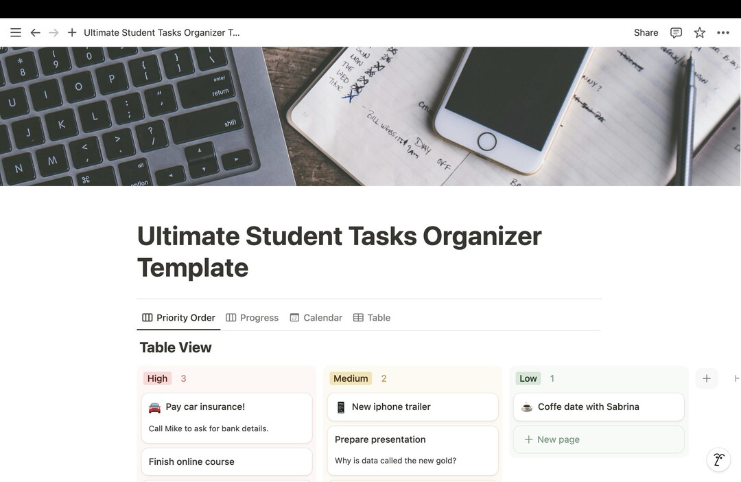Notion Task Organizer Template , Ultimate Student Tasks Organizer ...