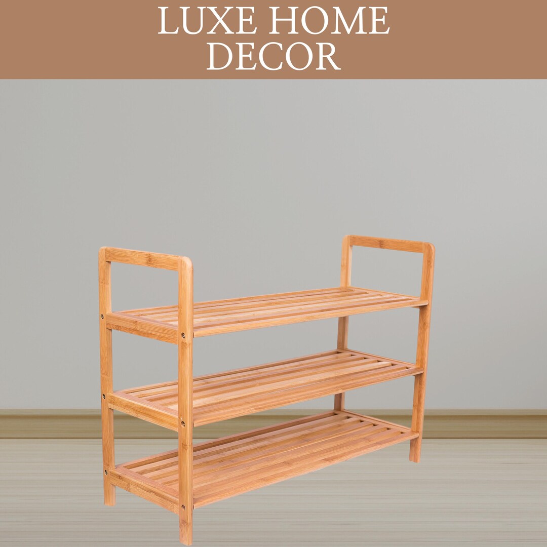 Bamboo Shoe Rack, Shoe Organizer, Entryway Shoe Rack, Stackable Wooden ...