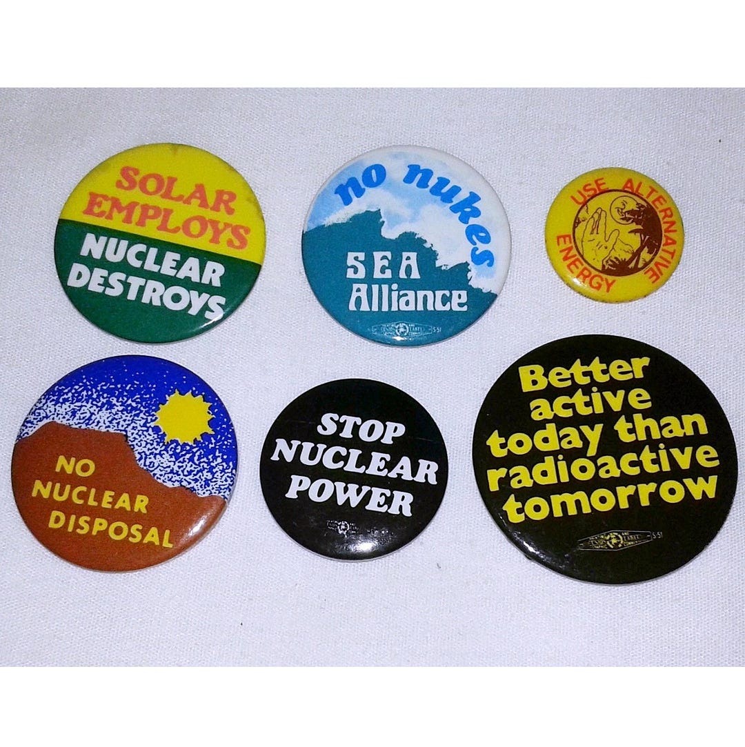 Lot 1970's Anti Nuclear Badges Buttons Pins Pin No Nukes Sea Alliance ...