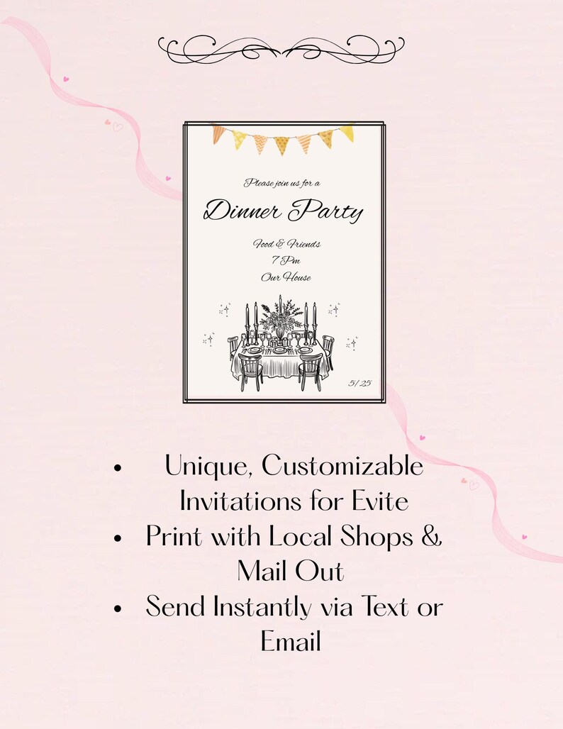 Editable Dinner Party Invitation – Template - Etsy