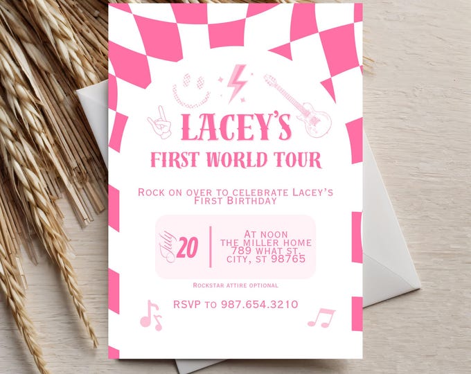Editable First World Tour Birthday Animated Invitation With Photo 1st ...