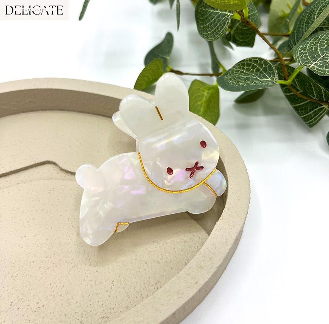 Bunny Hair Clip, Rabbit Hair Claw, Fun Hair Accessories, White Acetate ...