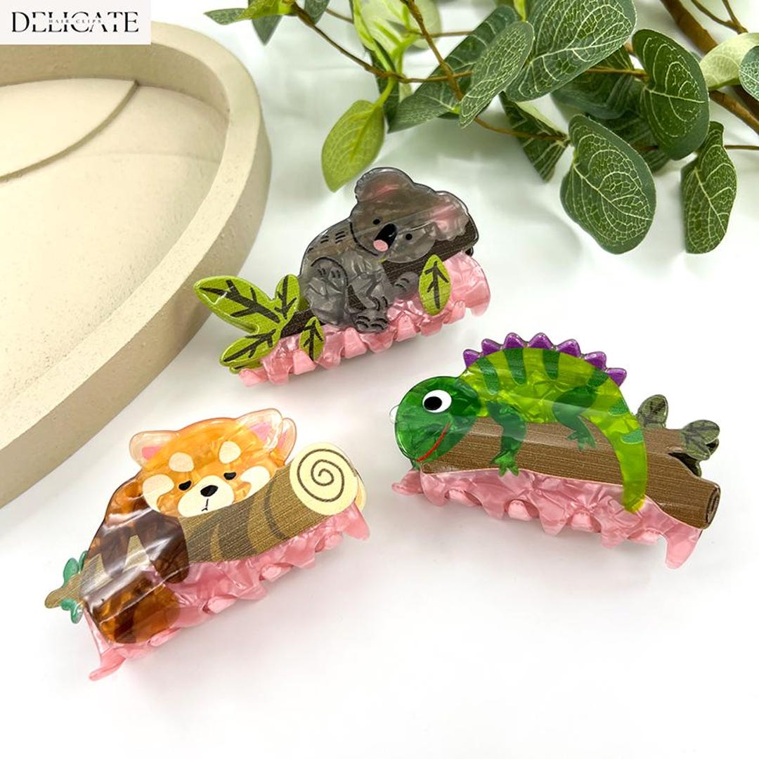 Koala Hair Clip, Chameleon Hair Clip, Animal Hair Claw, Red Panda Hair ...
