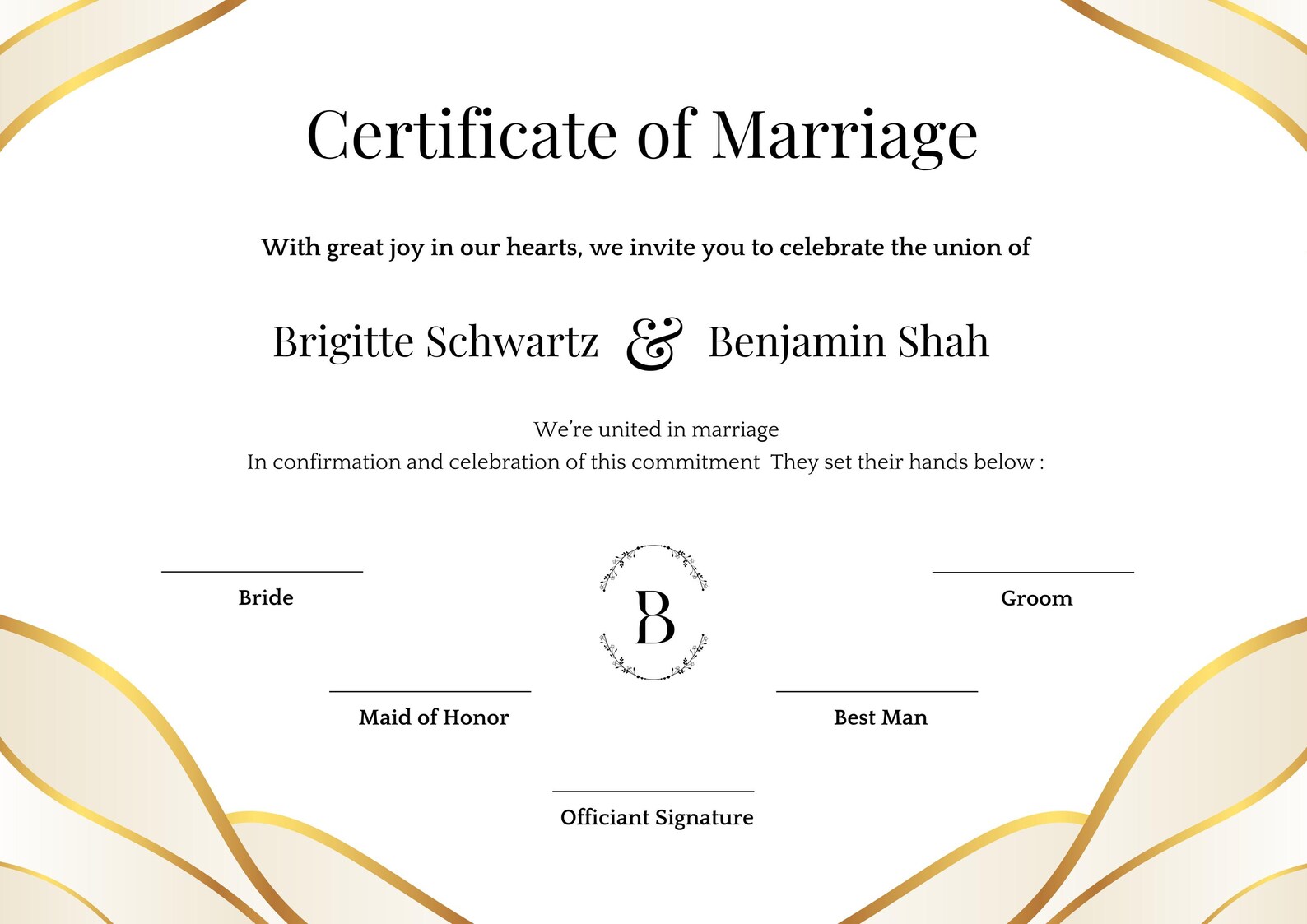 Personalized Marriage Certificate | Custom Wedding Certificate ...