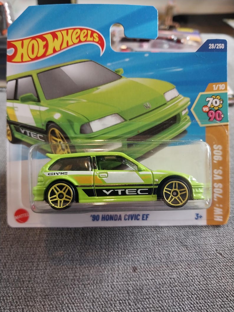 Hot Wheels Honda Civic EF: Lime Green Rare Diecast Car, Short Card From ...