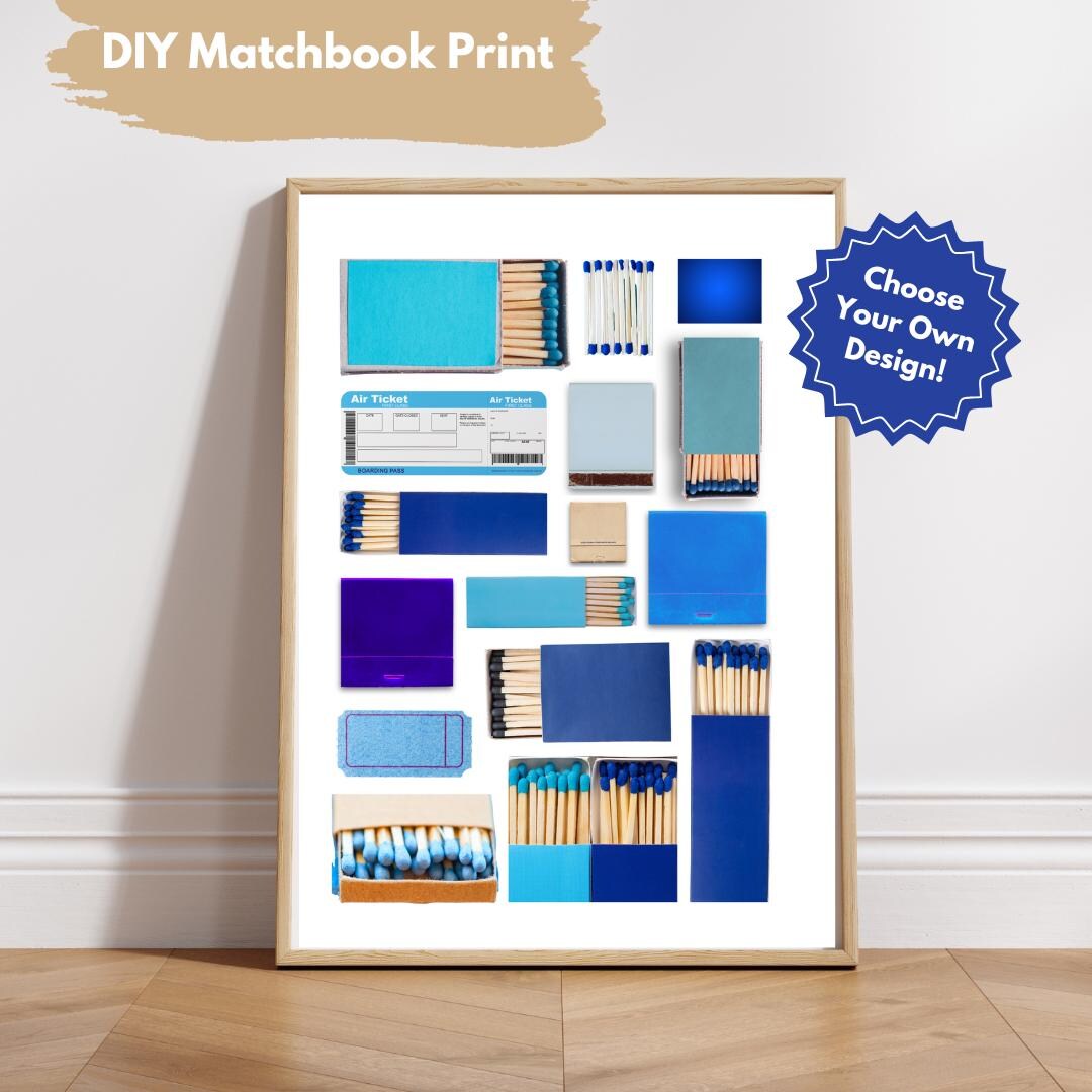 Blank Matchbook Poster Digital Download, DIY Matchbook, Blue Theme ...