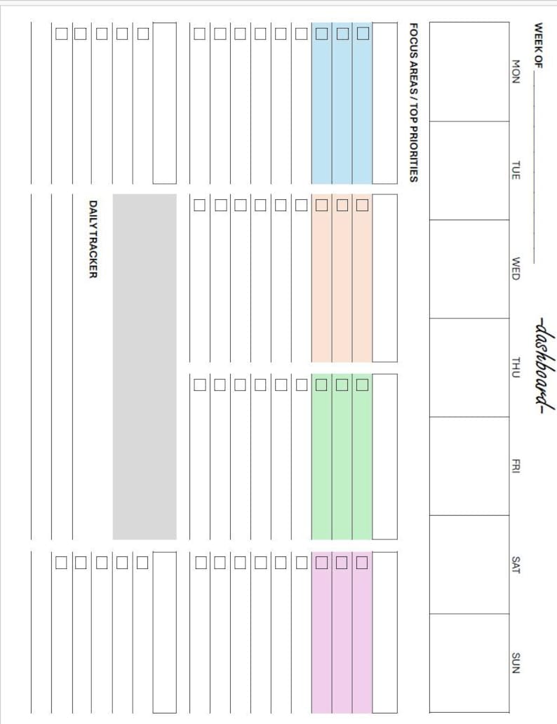 NEW Digital Weekly Dashboard Planner for Remarkable & E-ink Tablets ...