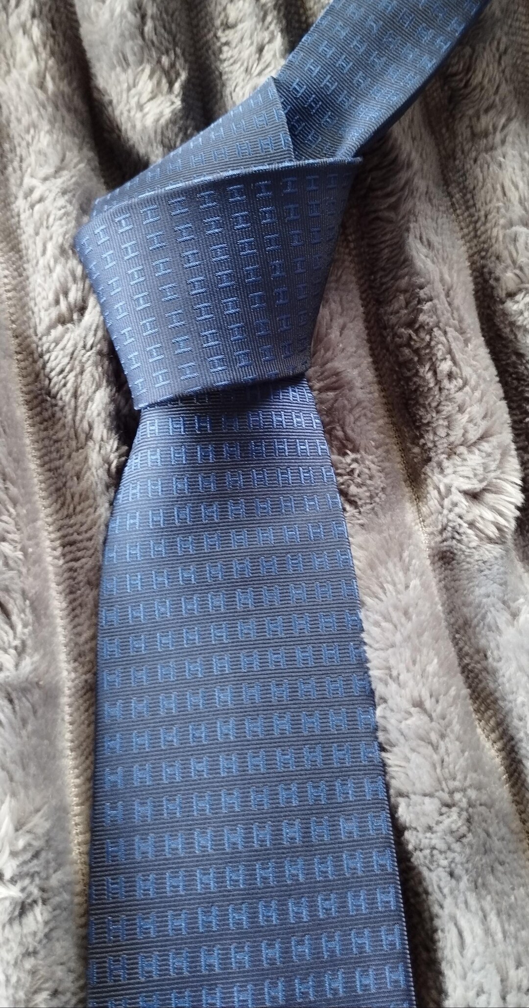 Vintage Stylish Silk H Dark Blue Tie, Gentleman Accessories, Gift for ...