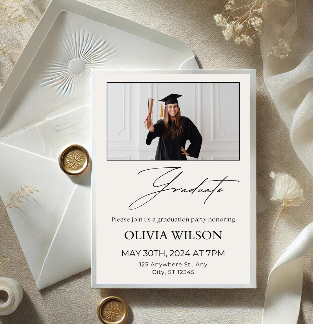 Simple Graduation Party Invitation Template Editable Graduation ...