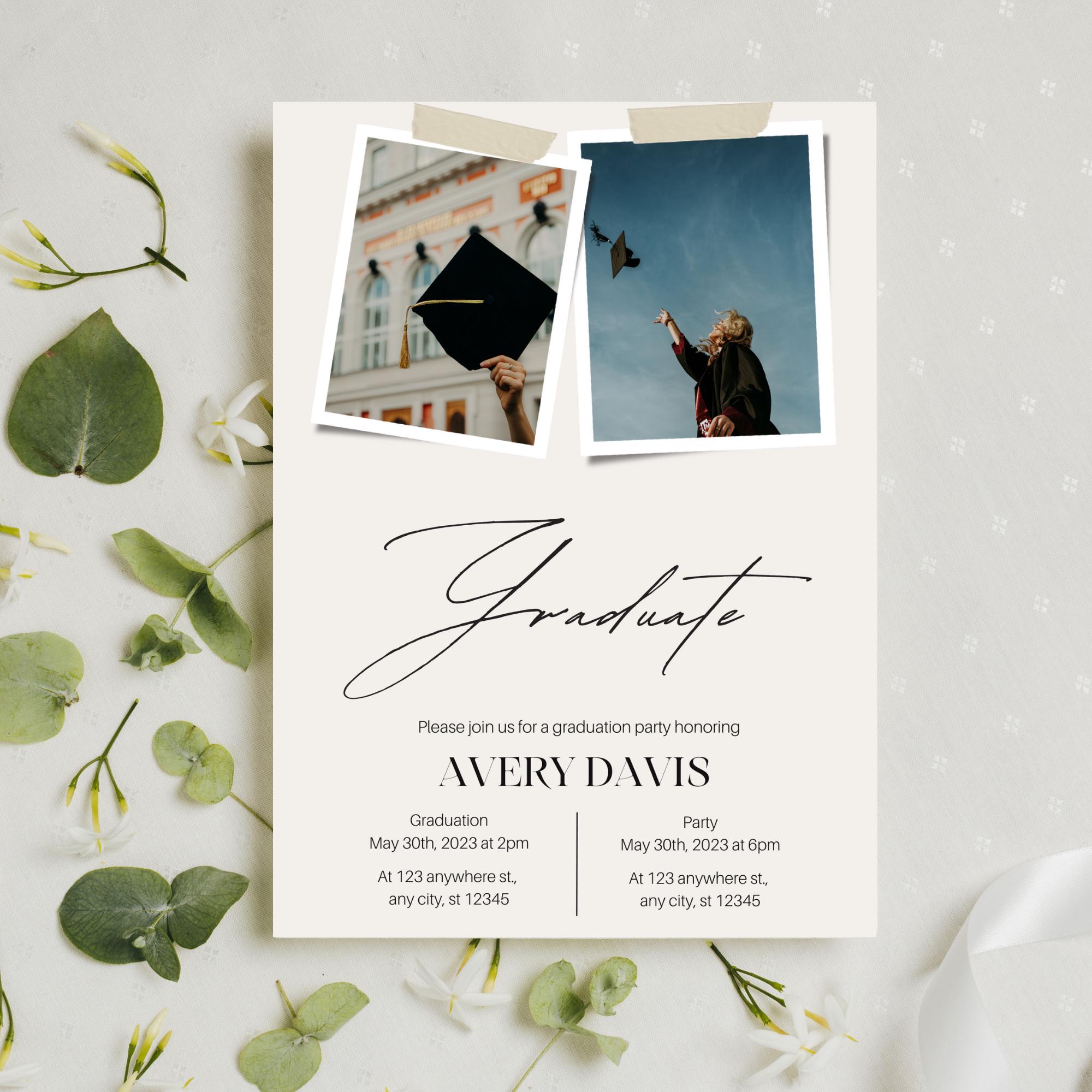 Graduation Party Invitation Template Editable College Graduation Invite ...