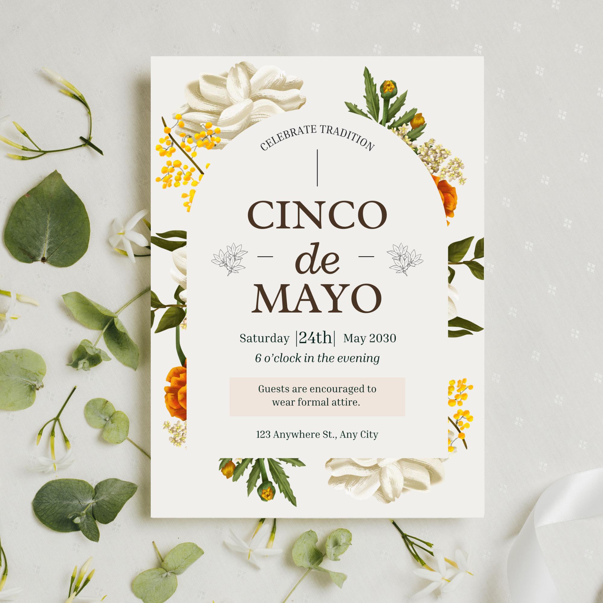 Cinco De Mayo Invitation Card Editable Party Invite Printable Template ...