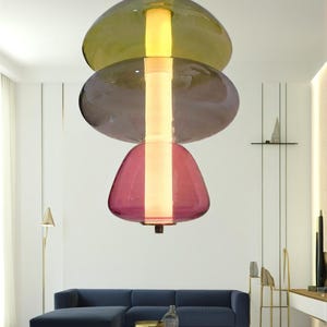 Multicolor Glass Pendant Light, Stacked Glass Ceiling Light Fixture ...
