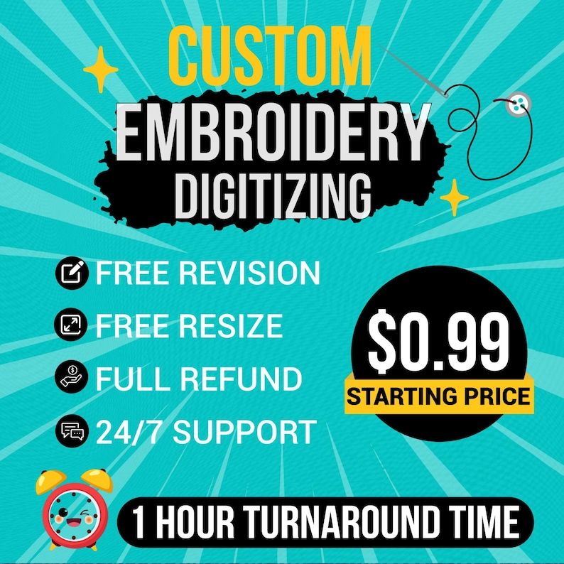 Custom Embroidery Digitizing Service: Logo & Image - Etsy