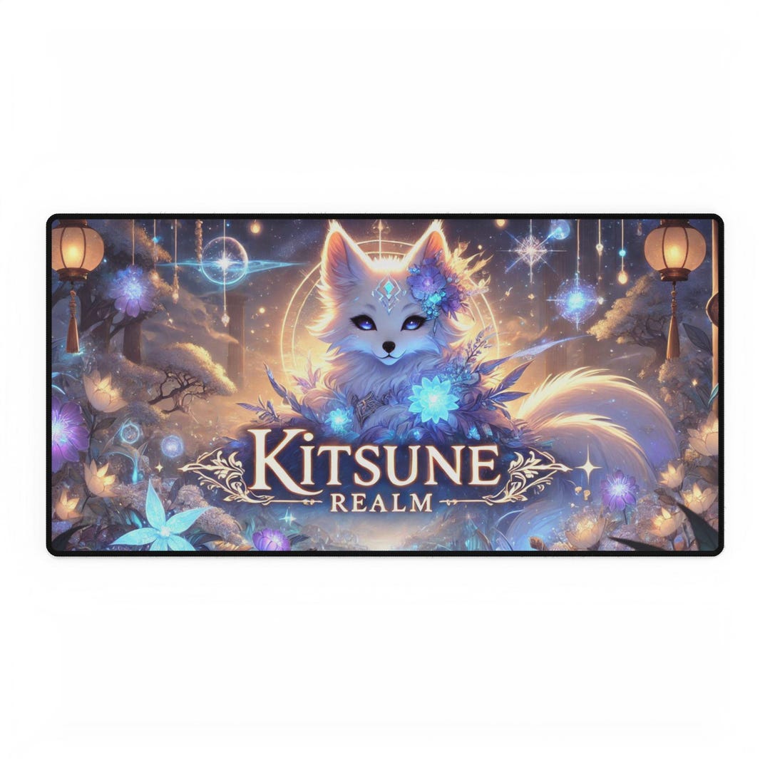 Kitsune Realm Desk Mat, Magical Mouse Pad, Office Decor, Gaming ...