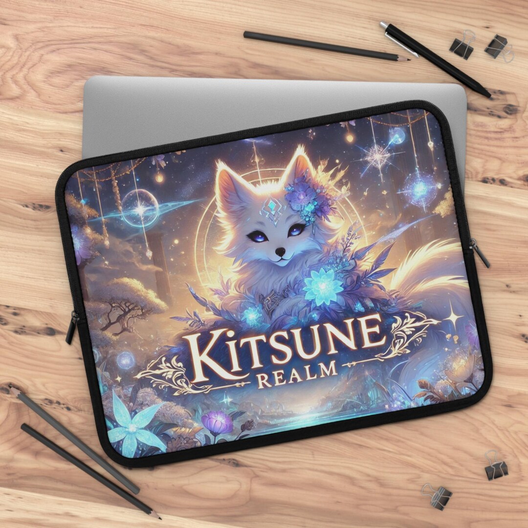 Kitsune Realm Laptop Sleeve - Cute Fox Design, Ideal Gift for Students ...