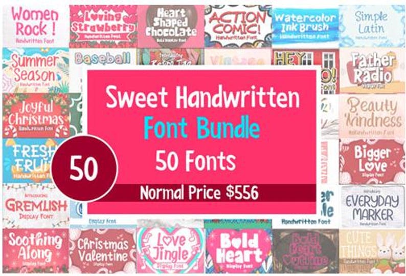 50 Sweet Handwritten Premium Fonts Bundle - Buy TODAY! - Etsy
