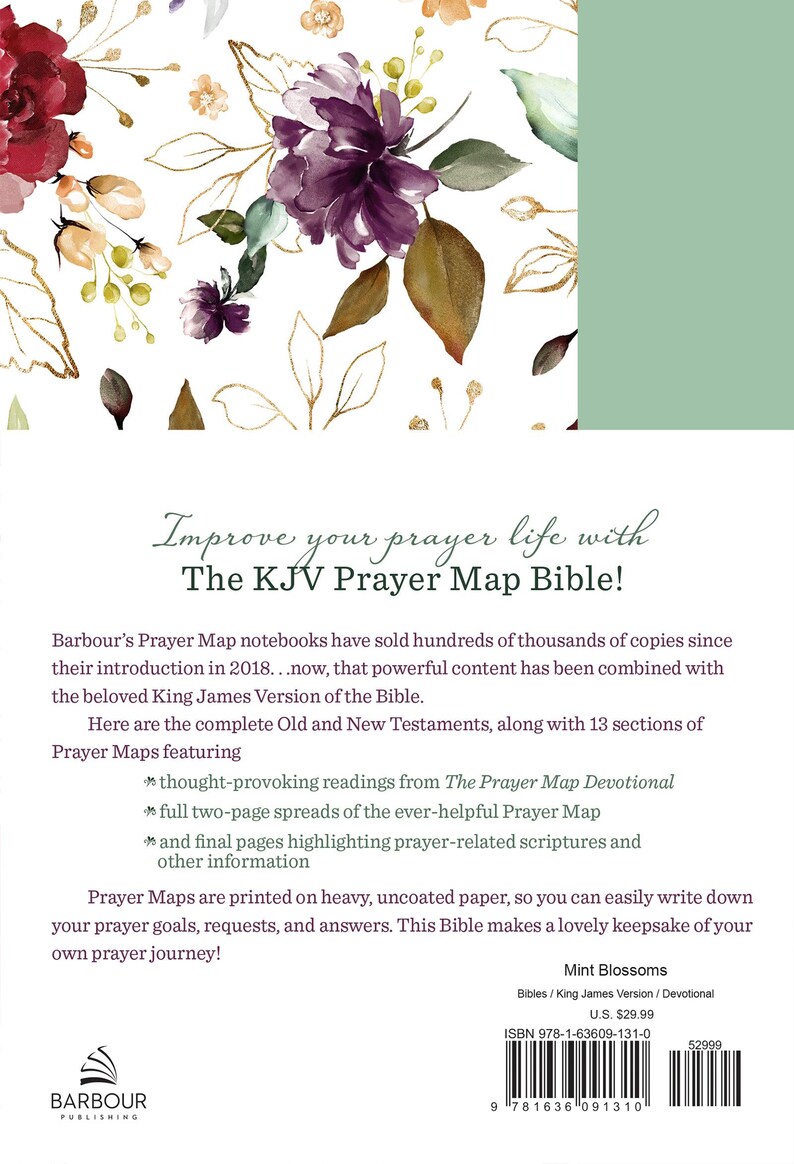 The KJV Prayer Map® Bible [mint Blossoms] - Etsy