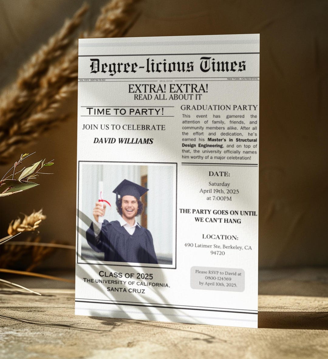 Custom Graduation Invitation Template 2025, College Graduation ...