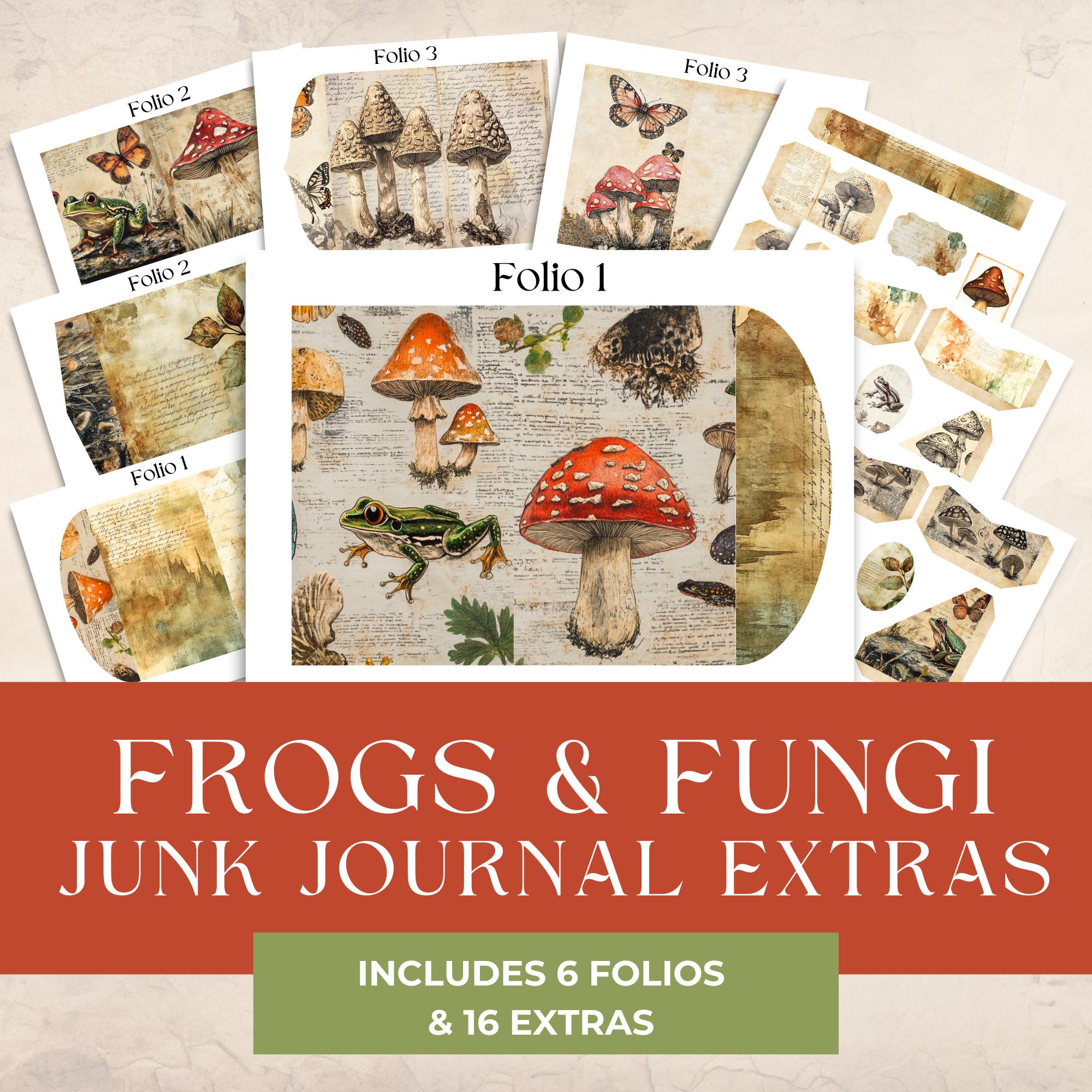 Frogs & Fungi Junk Journal Kit, Digital Journal Pocket Folio, Mushroom ...