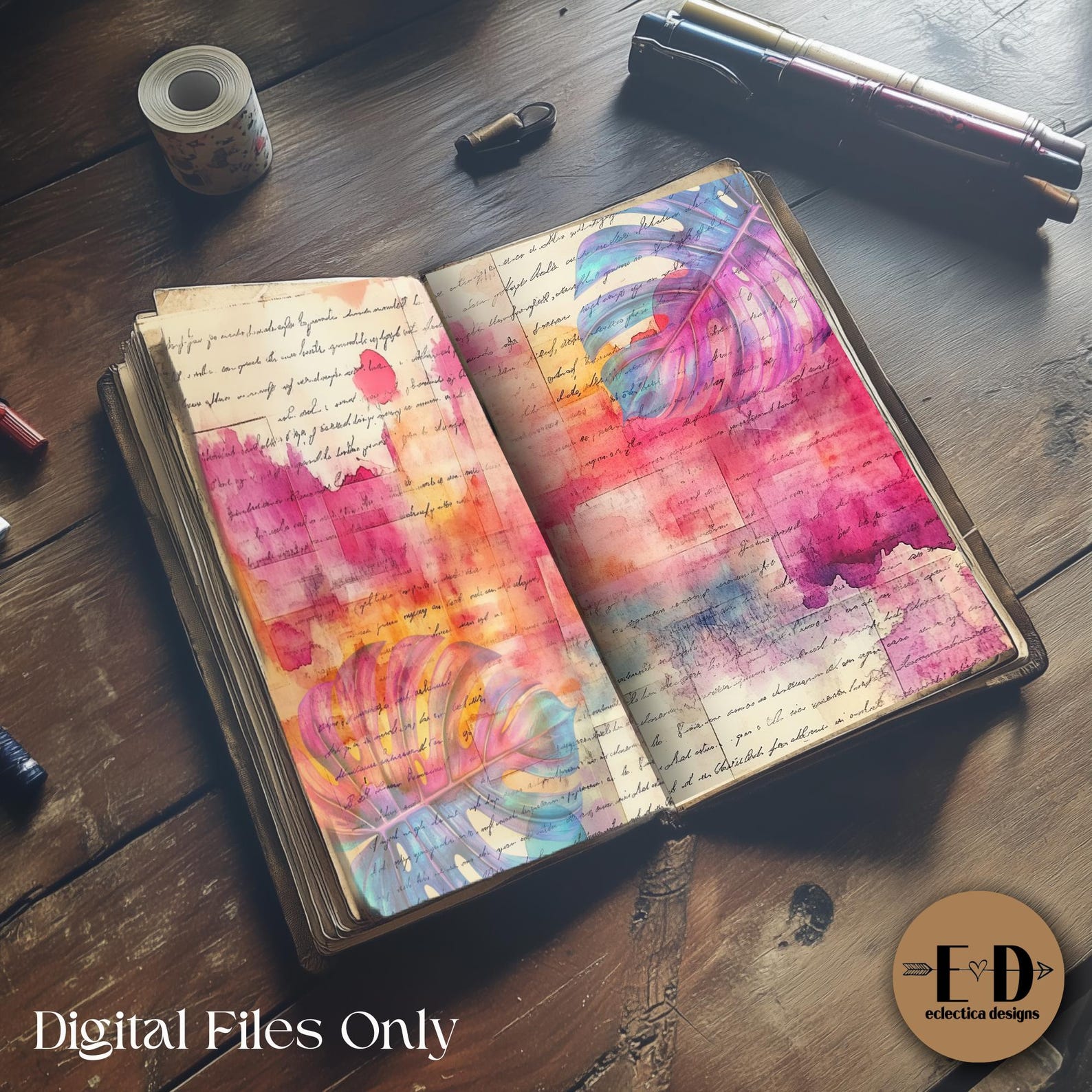 Chameleon Junk Journal Kit Digital Paper, Lizard, 6 Digital Journal ...