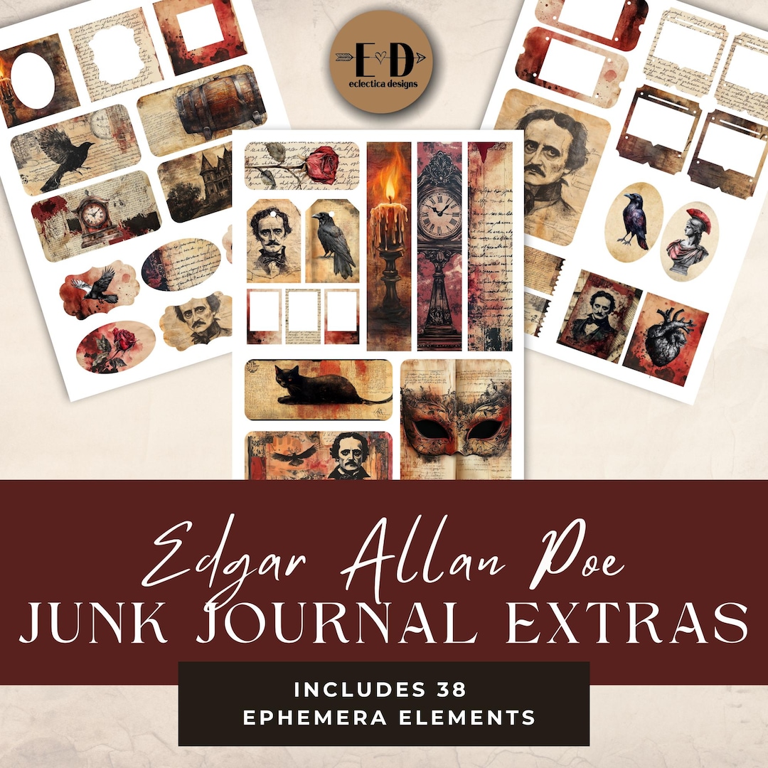 Edgar Allan Poe Junk Journal Digital Ephemera, Digital Journal Ephemera ...