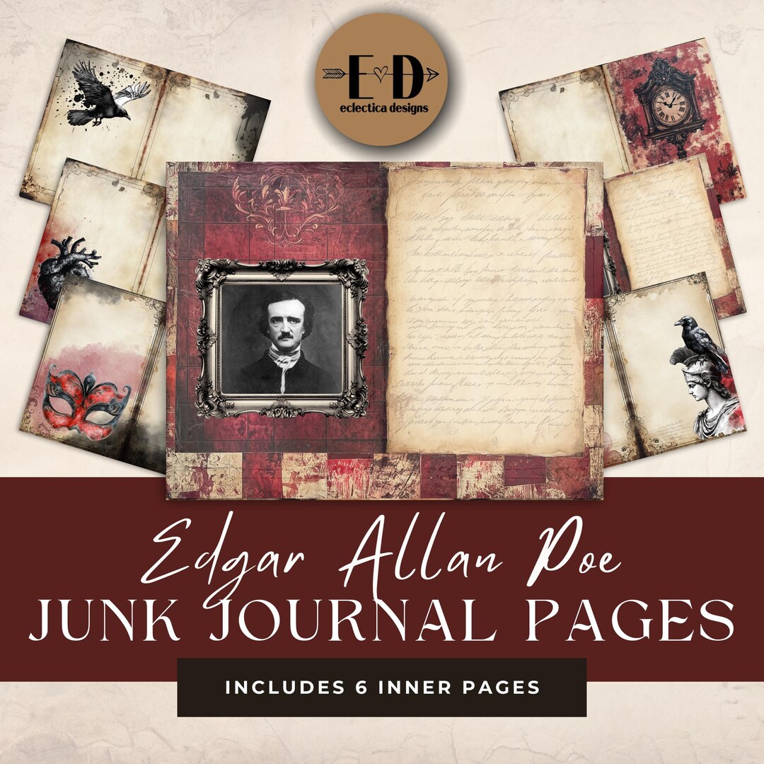 Edgar Allan Poe Junk Journal Digital Paper, Writer, 6 Digital Journal ...