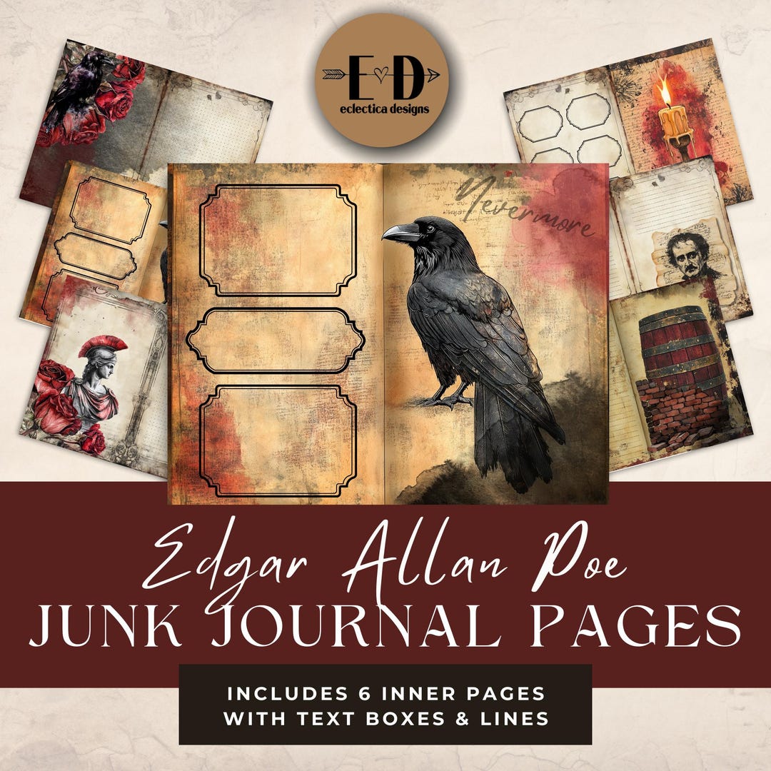 Edgar Allan Poe Junk Journal Digital Paper, Writer, 6 Digital Journal ...
