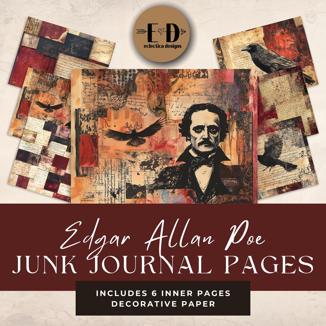 Edgar Allan Poe Junk Journal Digital Paper, Writer, 6 Digital Journal ...
