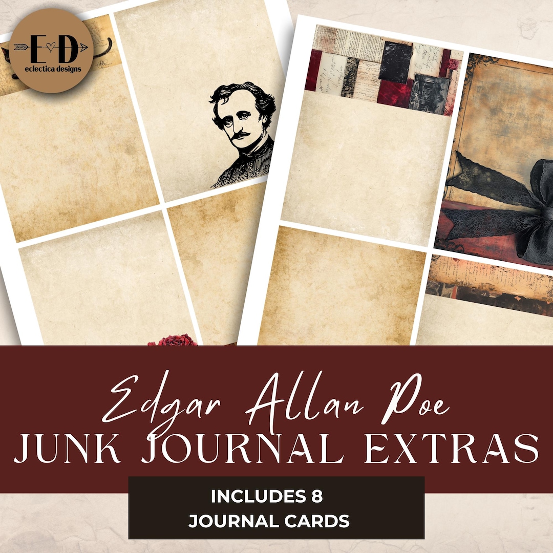 Edgar Allan Poe Junk Journal Digital Paper, Journal Cards, Digital ...