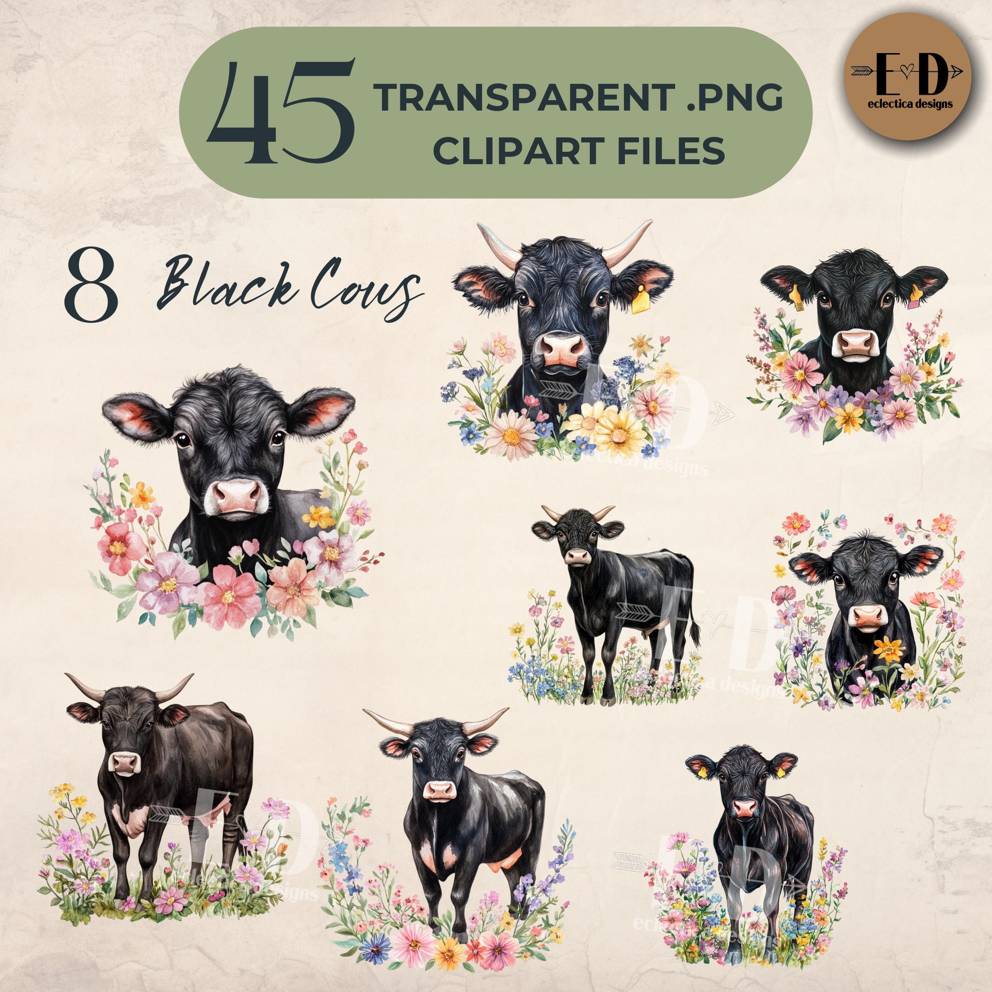 Cute Cows Clipart for Commercial Use, 45 Files, Transparent PNG ...