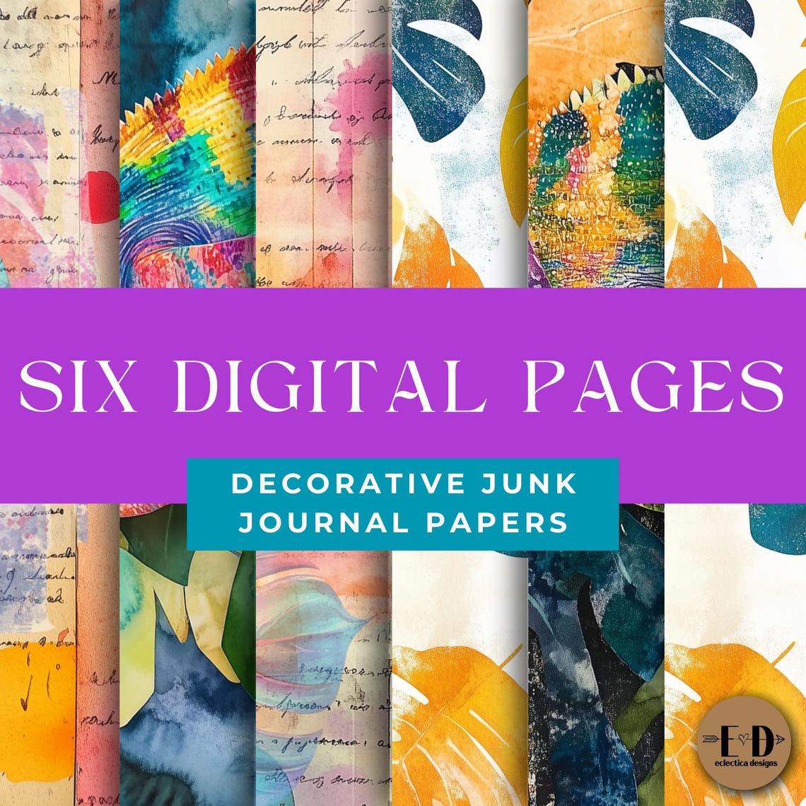 Chameleon Junk Journal Kit Digital Paper, Lizard, 6 Digital Journal ...