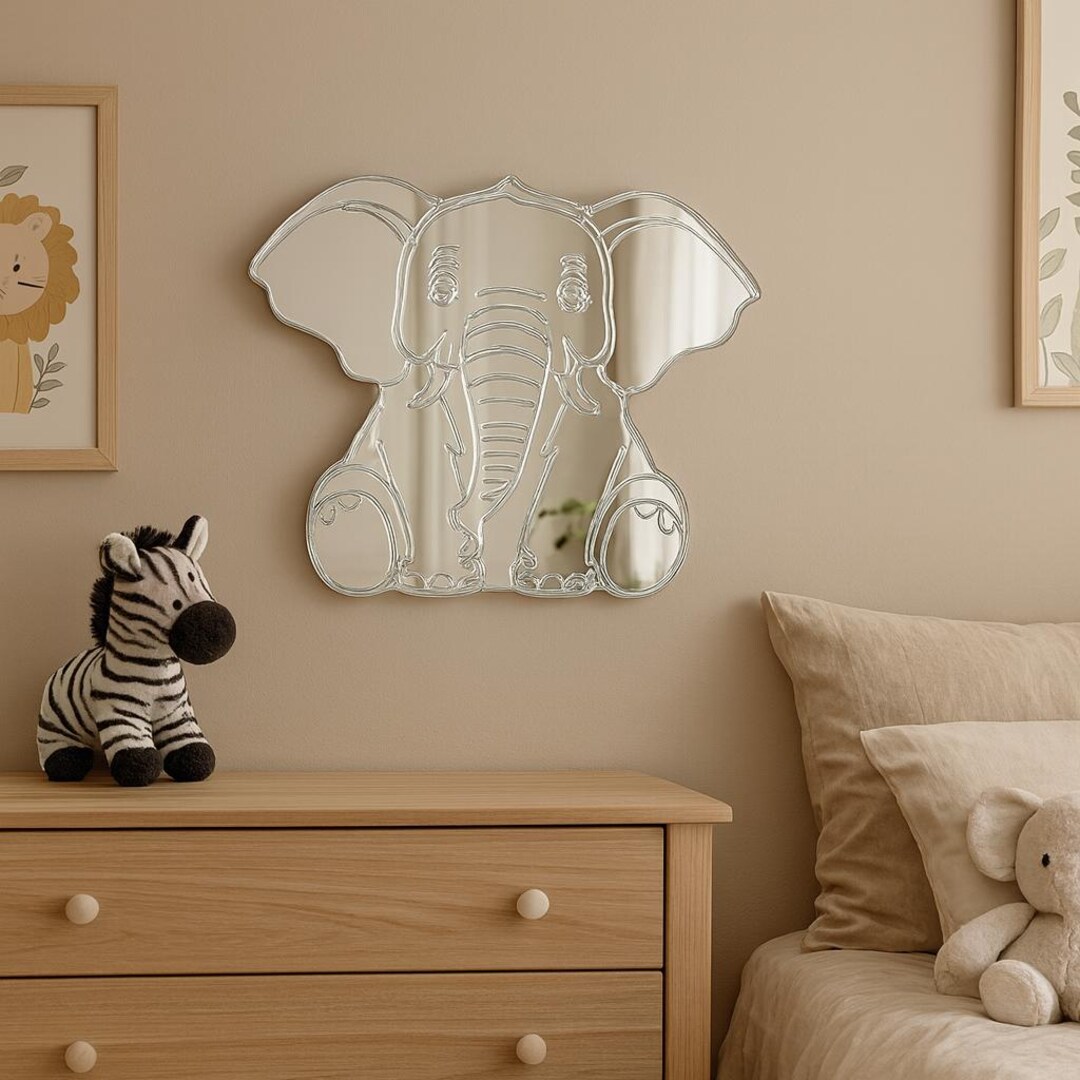 Elephant Nursery Mirror | Children’s Wall Décor | Shatter-safe Acrylic ...