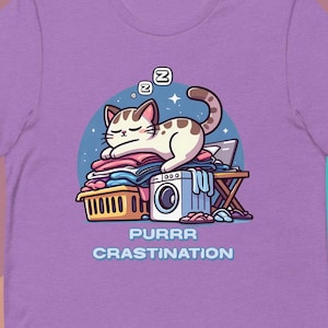 Procrastinating Cat Pun T-shirt -- a Lazy Cat Lofting on a Pile of ...