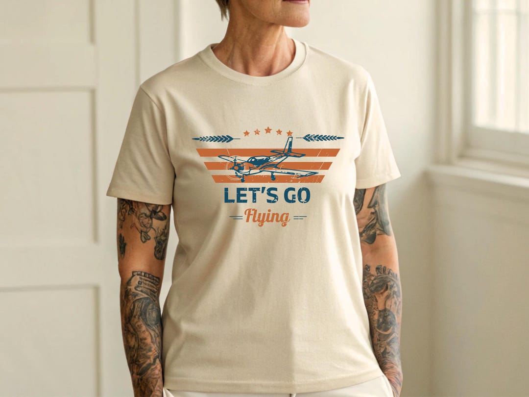 Retro Let's Go Flying Shirt, Comfort Colors®, Small Plane Shirt, Gift ...