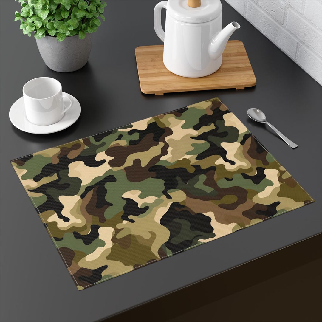 Camouflage Placemat, Military Style Table Decor for Dining, Outdoor ...