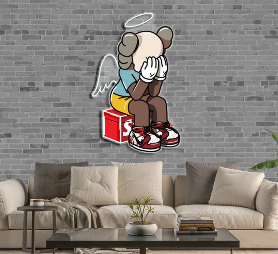 Kaws Crying Neon Sign Kaws Led Sign Kaws Led Sign Wall - Etsy Hong Kong