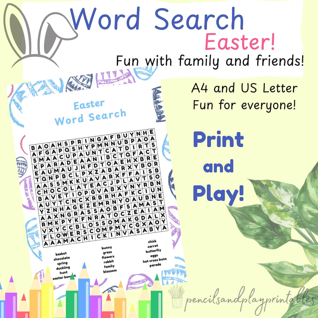 Easter Word Search, Easter Activities, Word Puzzles for Kids, Family ...