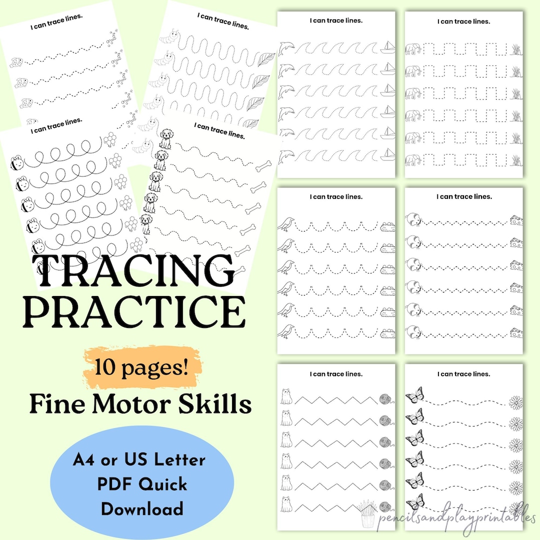 Line Tracing Worksheets, Tracing Practice for Toddlers, Preschool ...