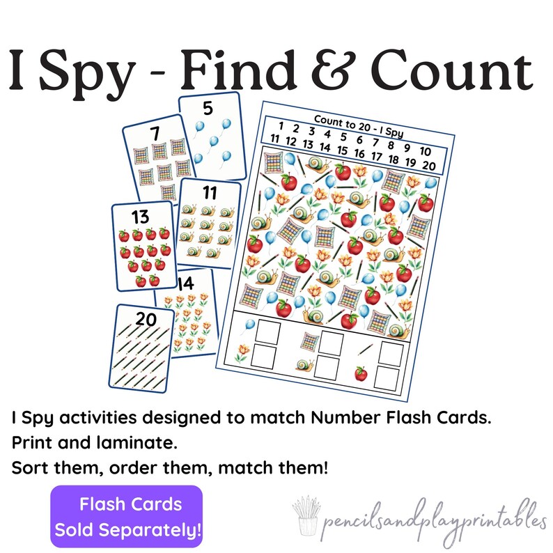 I Spy Counting Activity, Find and Count Worksheet, 0-20 Counting ...